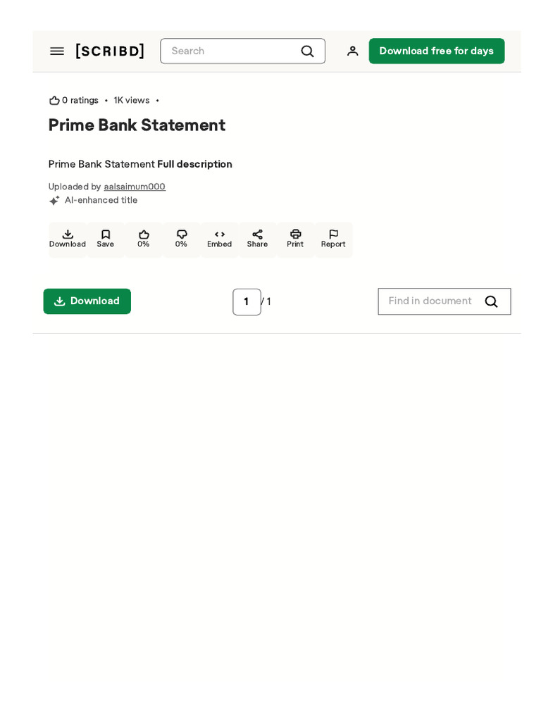 Document765750288prime Bank Statement | PDF