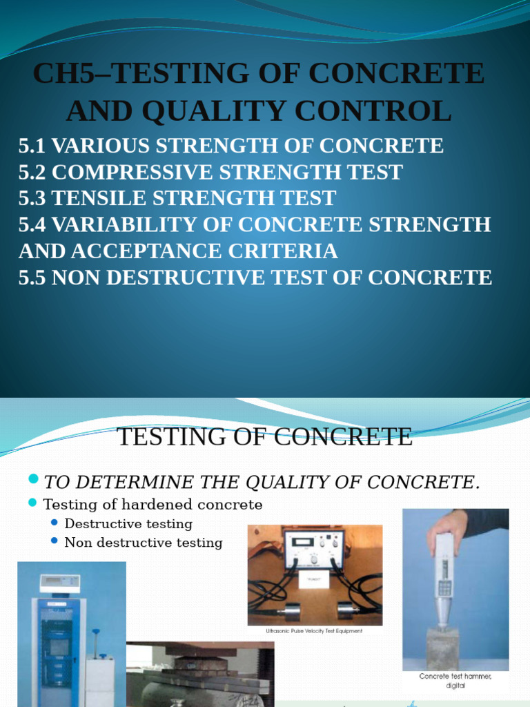 CH5 - Testing of Concrete | PDF | Concrete | Strength Of Materials