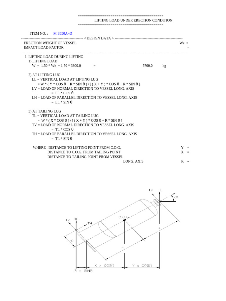 Lifting Load Analysis for Vessel Erection | PDF | Bending | Stress ...