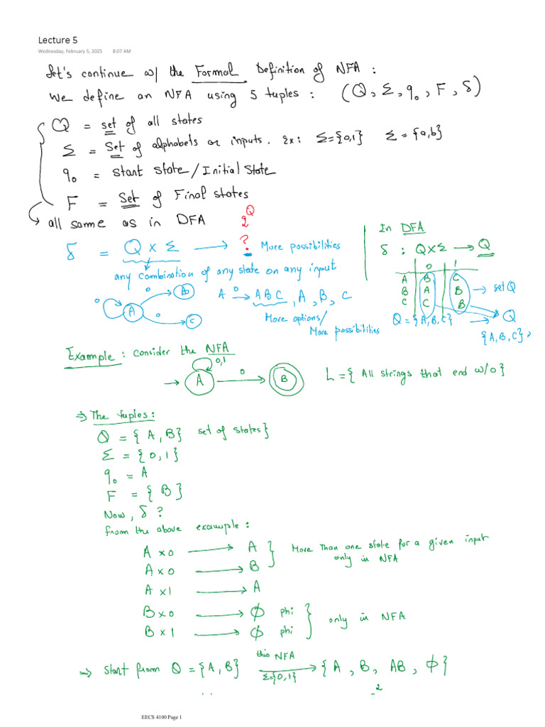 Lecture 6 NFA To DFA Spring 2025 | PDF