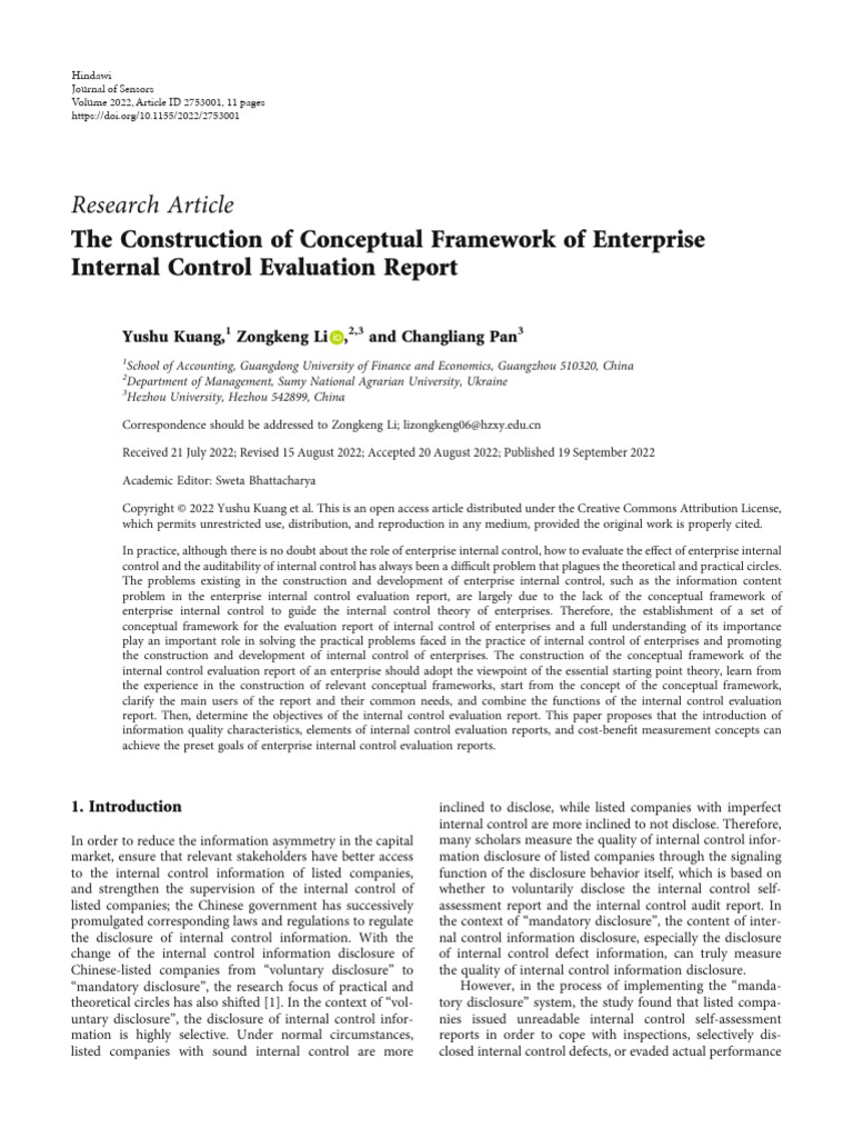 The Construction of Conceptual Framework of Enterp | PDF | Internal Control | Evaluation