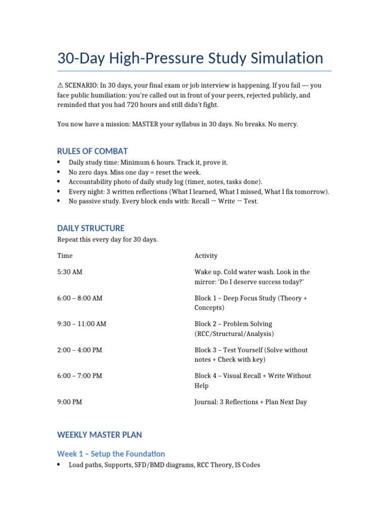 30-Day High Pressure Study Challenge | PDF