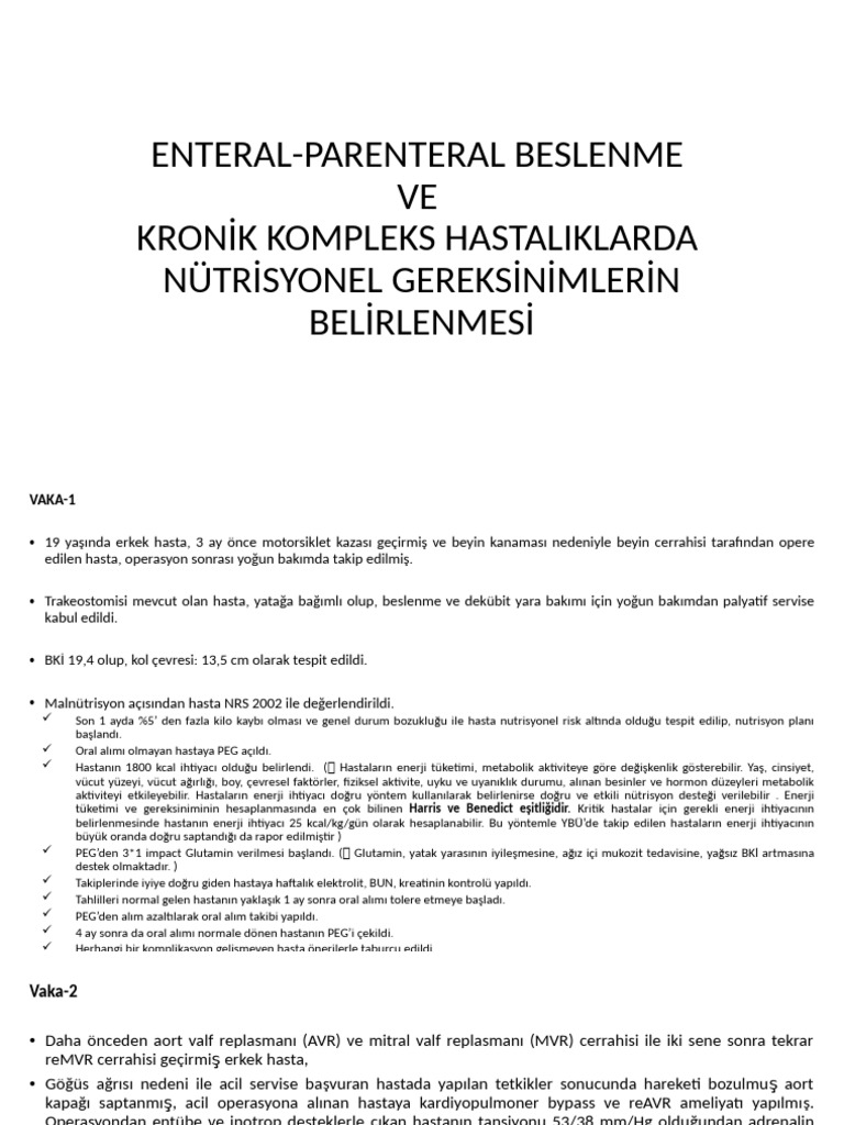 8-Enteral-Parenteral Nutrisyon Uygulama Notlari Ve Vaka Ornekleri 1 | PDF