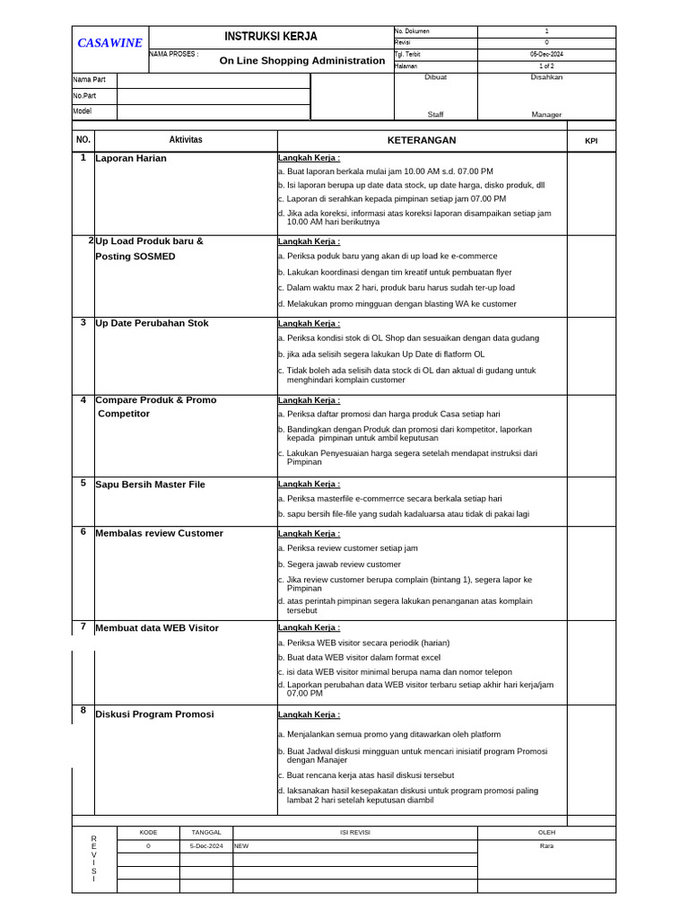 Instruksi Kerja | PDF