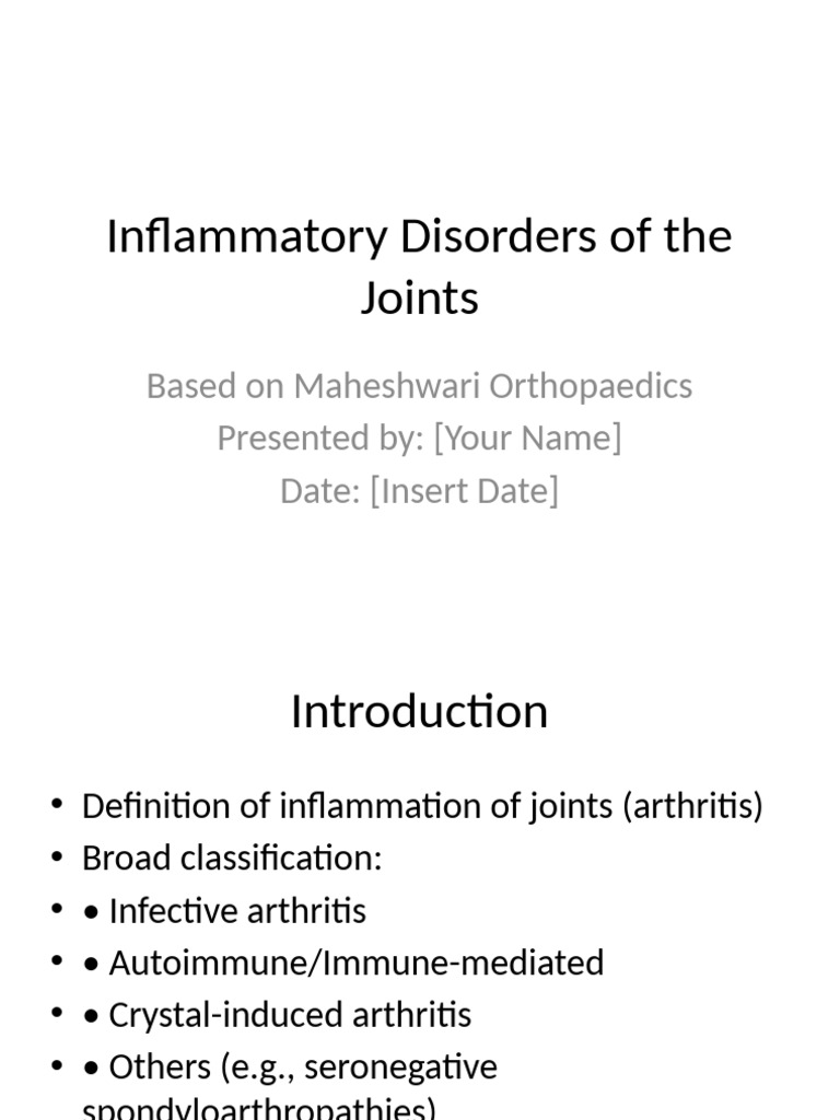 Inflammatory Joint Disorders Overview | PDF | Arthritis | Gout