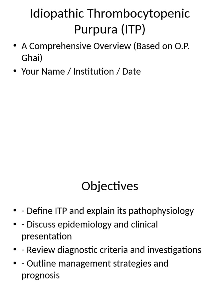 ITP Presentation OP Ghai | PDF | Medicine | Hematology