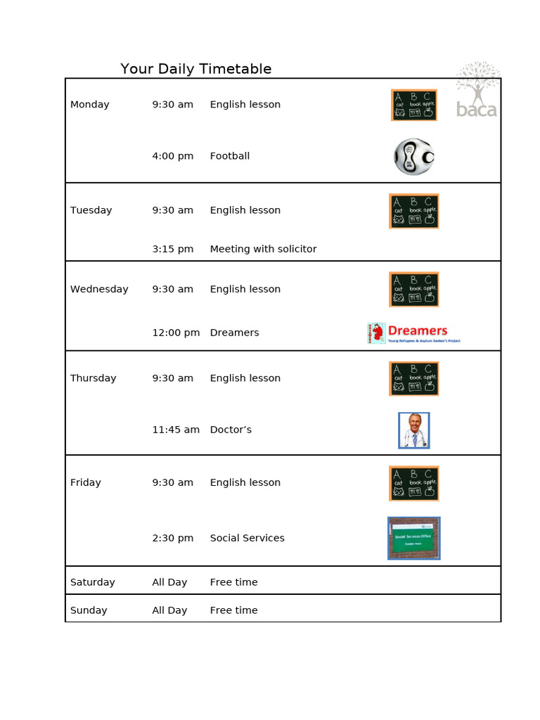 Daily Timetable Advanced | PDF