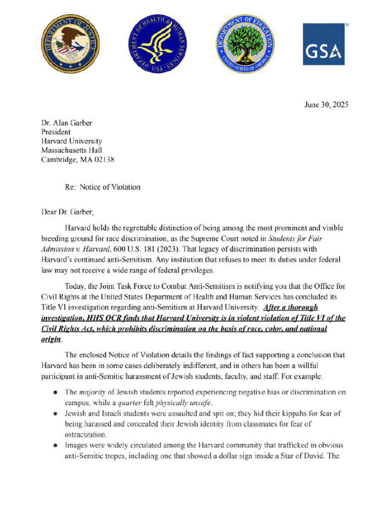 Harvard Letter 6/30/2025 | PDF