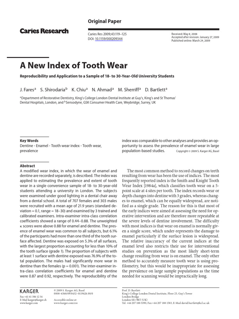 A New Index of Tooth Wear | PDF | Tooth Enamel | Tooth