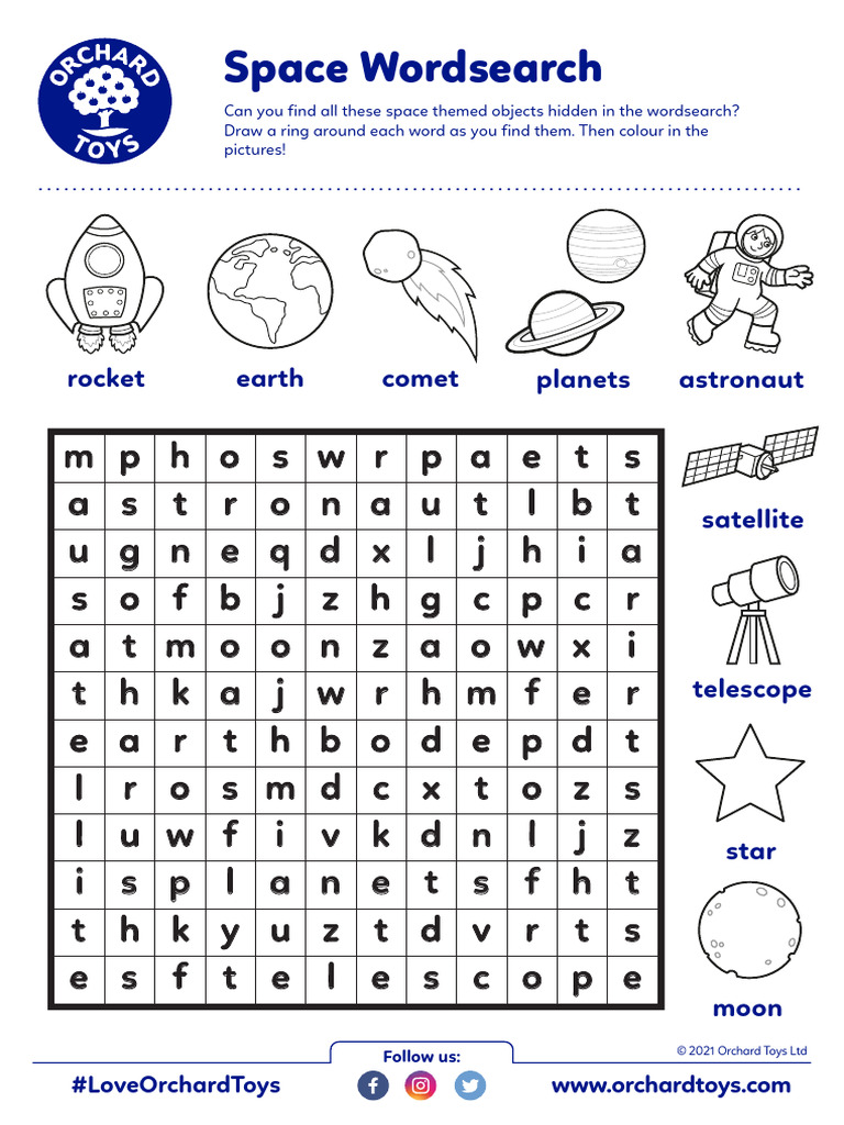Space Wordsearch Activity Sheet | PDF | Astronomical Objects | Bodies ...