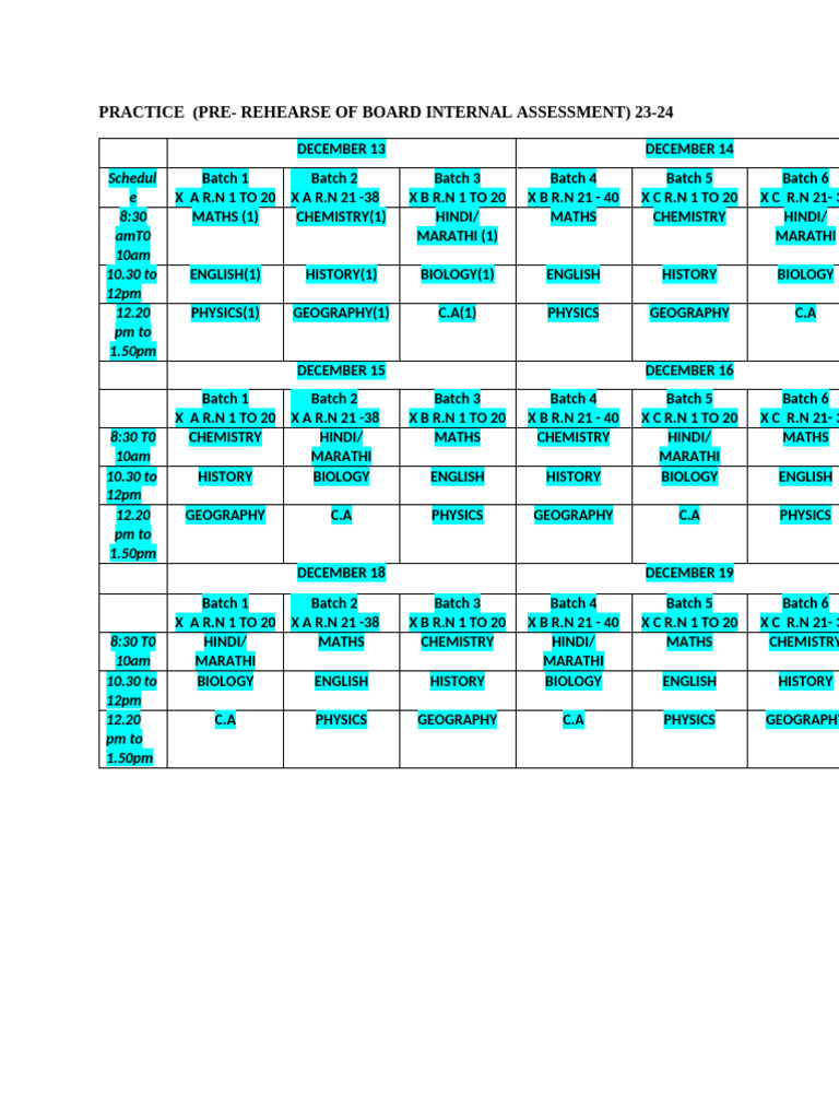 Batchwise Internal STD X | PDF