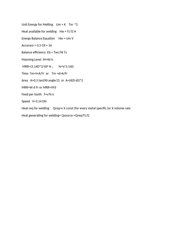 Formulas For Manufacturing | PDF