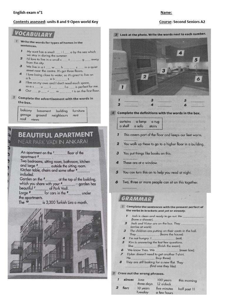 English Exam Units 8 9 | PDF