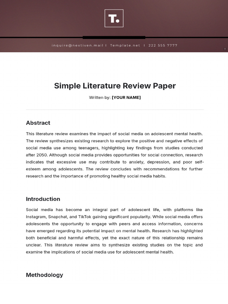 Simple Literature Review Paper Template | PDF