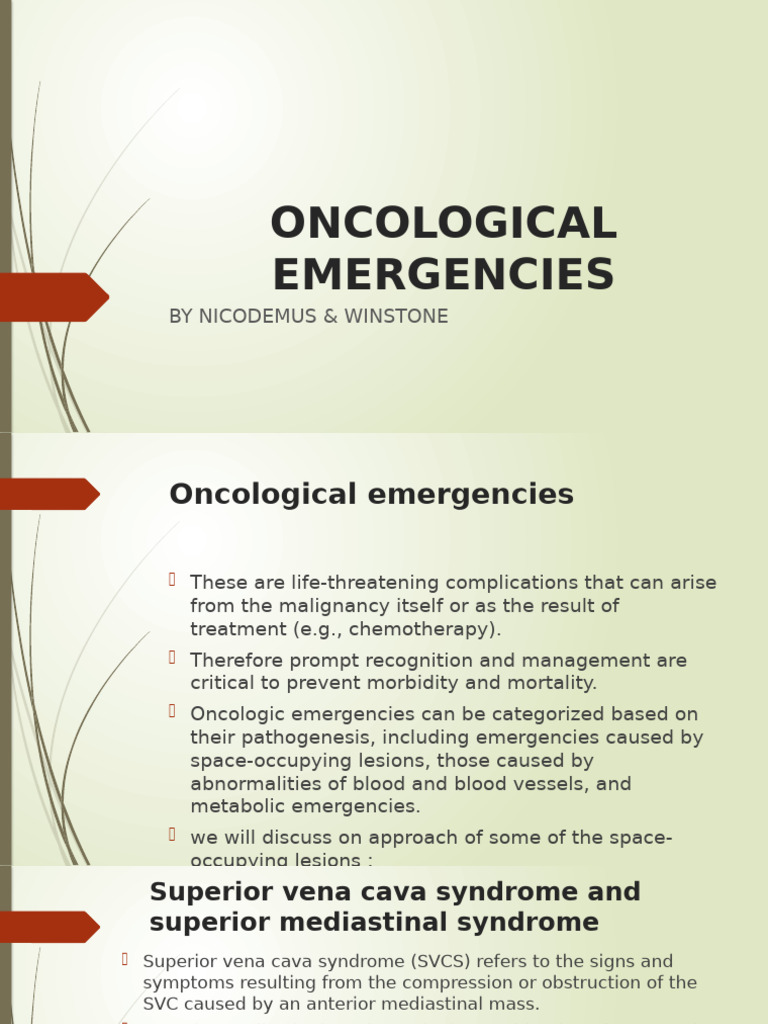 Oncological Emergencies Neo | PDF | Medicine | Clinical Medicine
