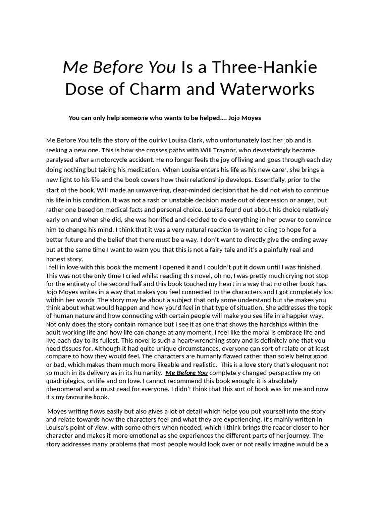 Me Before You | PDF | Love | Psychological Concepts