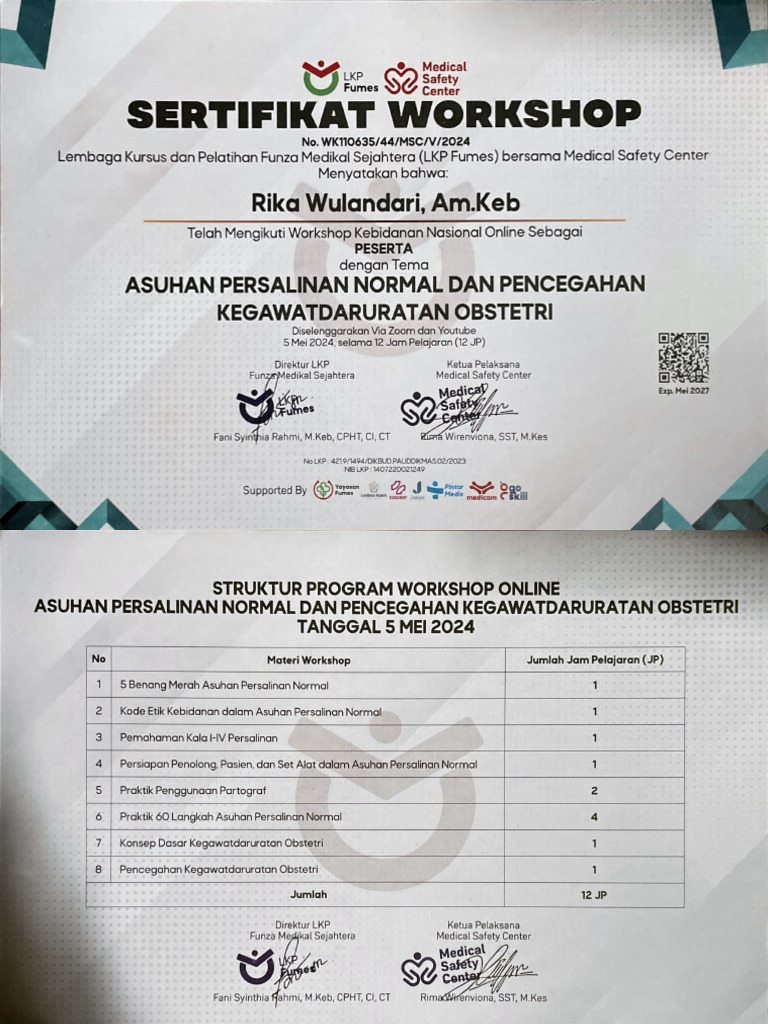 Contoh sertifikat workshop | PDF