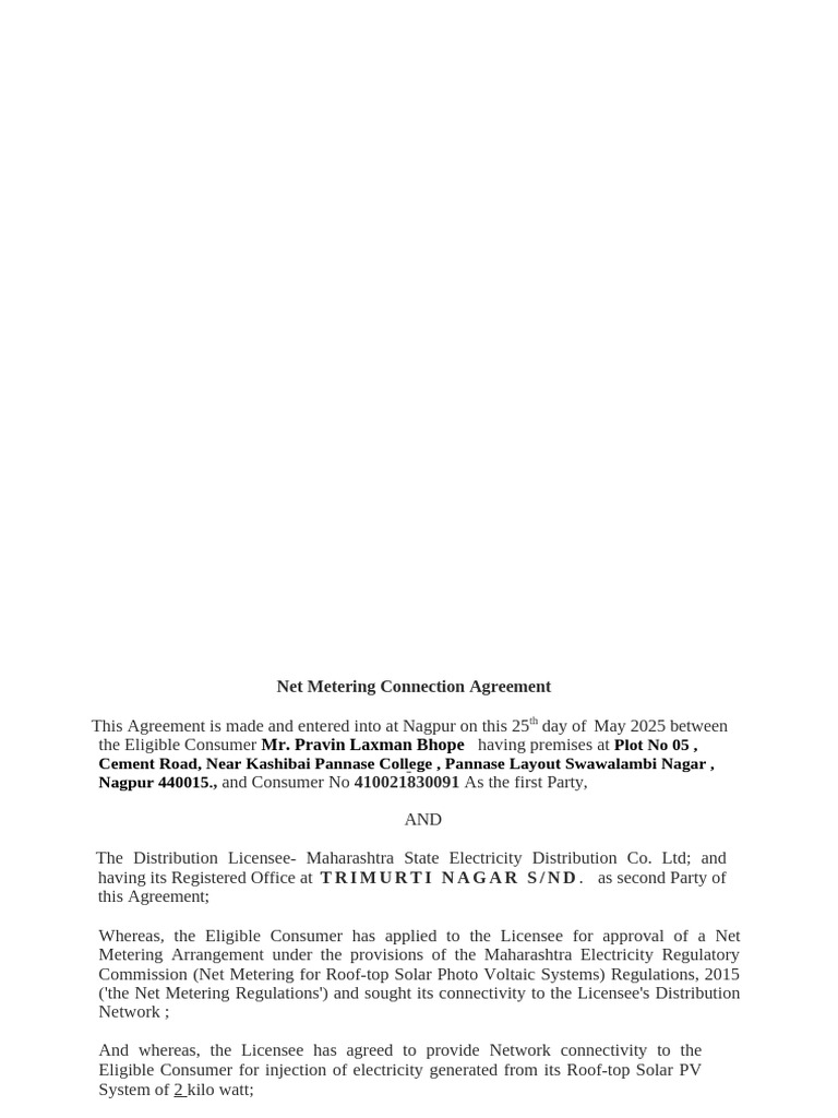 Net Agreement Bond Format Pravin | PDF | Electricity | Electric Power