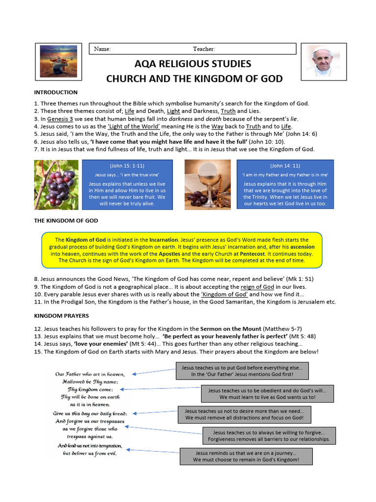 GCSE Religious Studies Kingdom-of-God Knowledge Organiser | PDF ...