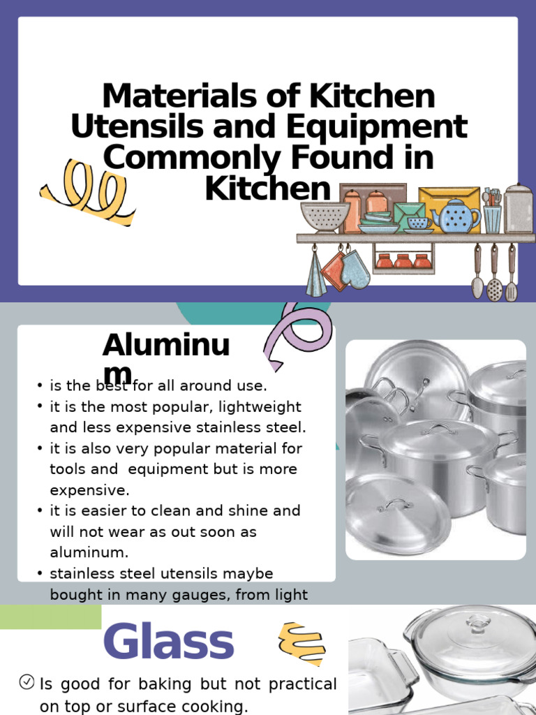 Materials of Kitchen Utensils and Equipment Commonly Found in Kitchen | PDF