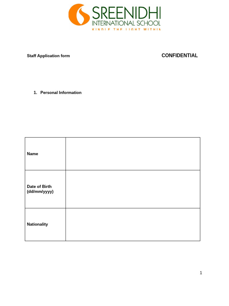 Staff Application Form (SIS) | PDF | Justice | Crime & Violence