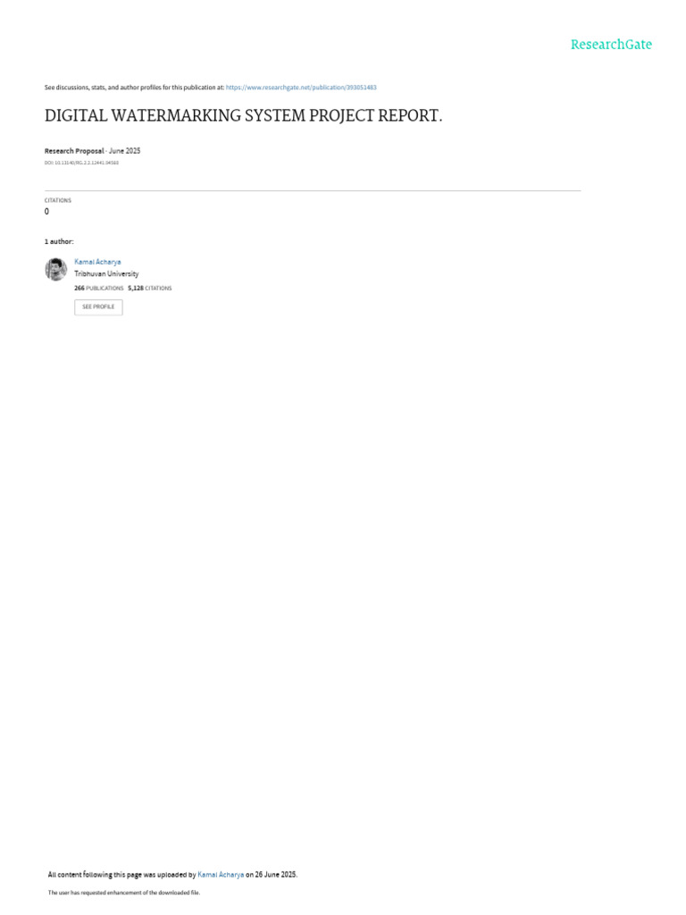 Digital Watermarking System Report | PDF | Data Compression | Public ...