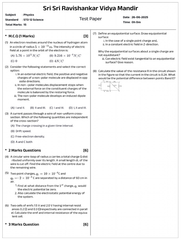 Test Paper-2025-06-26 | PDF
