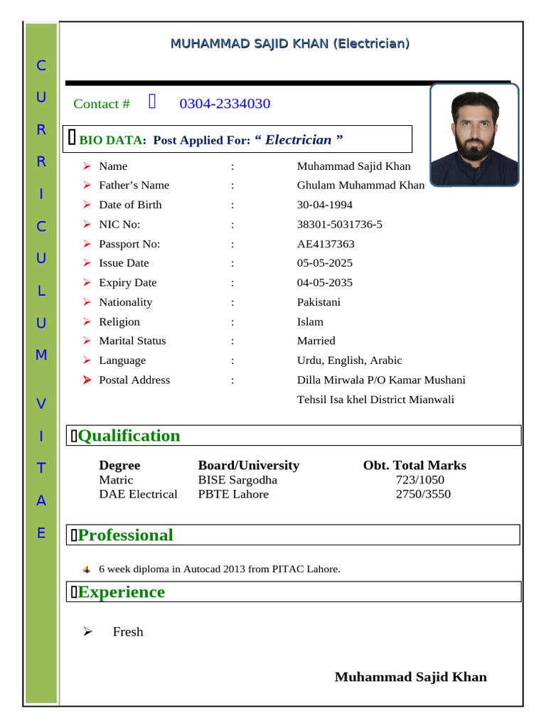 Muhammad Sajid CV | PDF