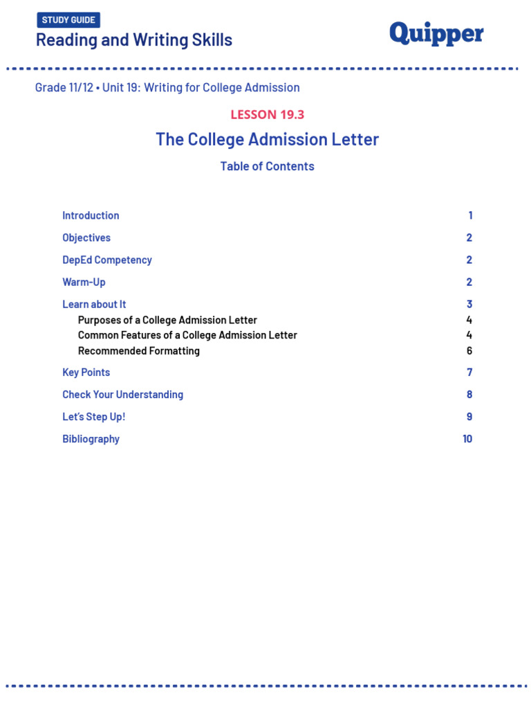 Writing Effective College Admission Letters | PDF | University And ...