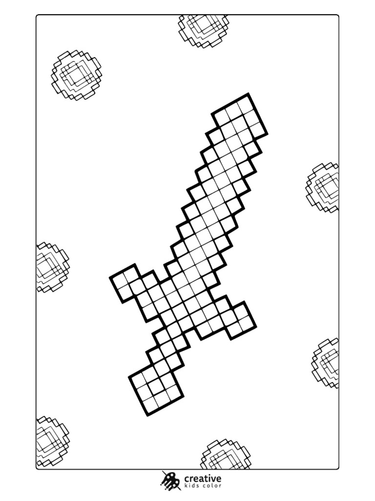 Minecraft Sword Coloring Page | PDF