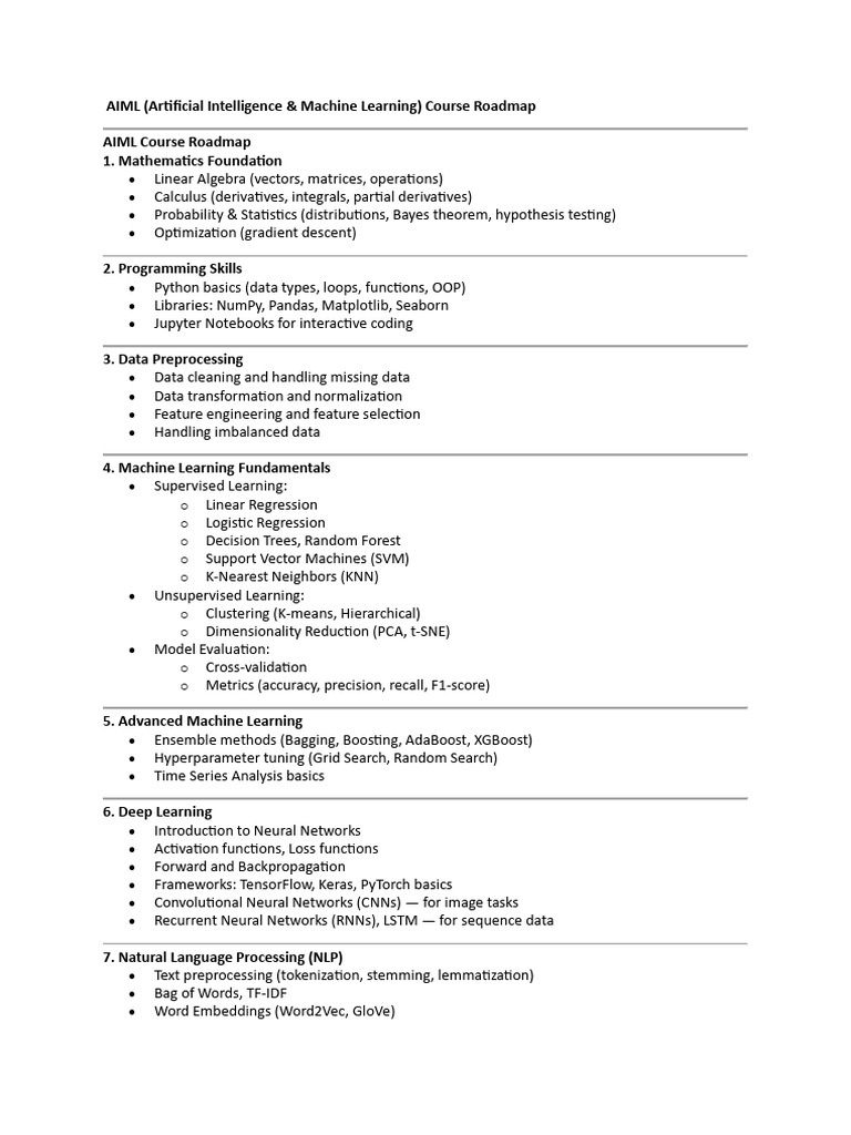AIML Roadmap | PDF | Machine Learning | Artificial Intelligence