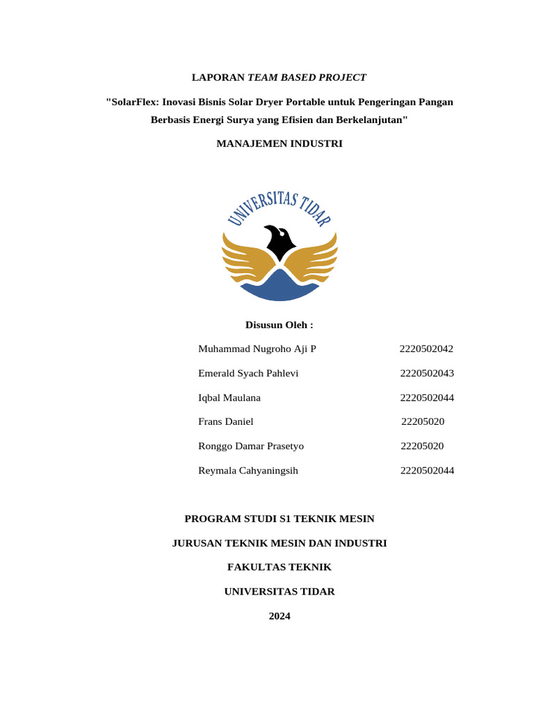 Laporan Team Based Project Manajemen Industri | PDF