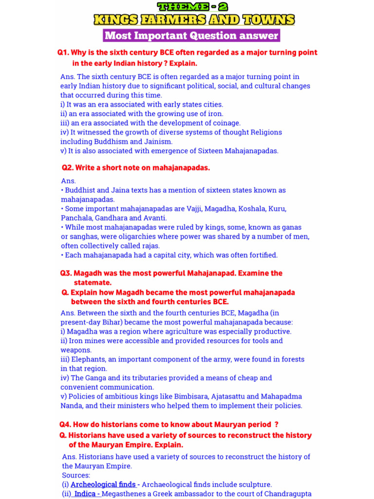 CH 2 Important Questions History | PDF