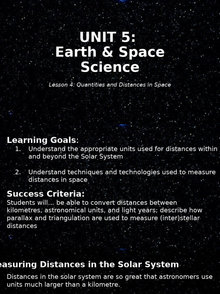 Lesson 4 - Distances in Outer Space | PDF | Astronomical Unit | Solar ...