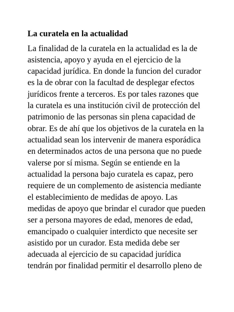 Curatela: Protección y Asistencia Jurídica | PDF | Guardián legal ...