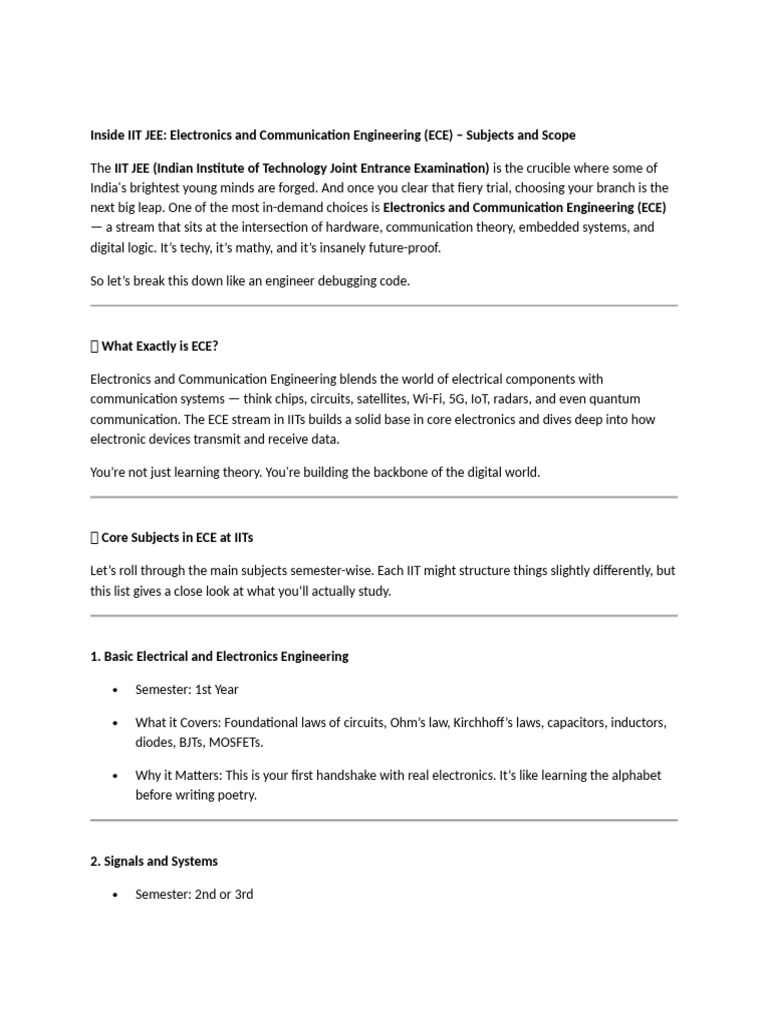 Inside IIT JEE Electronics and Communication Engineering | PDF | Electronic Engineering ...