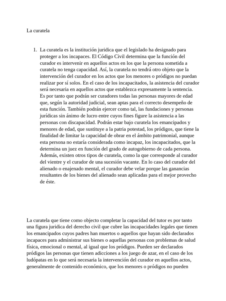Qué es la curatela y sus ejemplos | PDF | Guardián legal | Justicia
