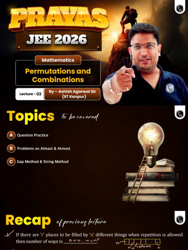 Permutations and Combinations 03 - Class Notes | PDF