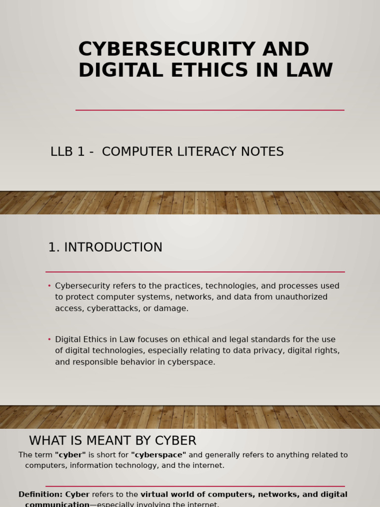 Cybersecurity & Digital Ethics in Law | PDF | Security | Computer Security