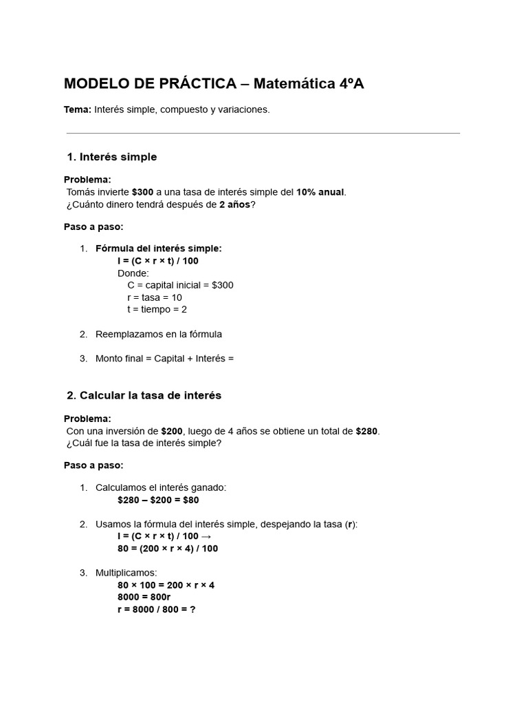 Modelo de Practica Matematica | PDF