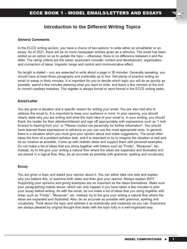 ECCE1 2021 Writing Models - Updated | PDF | Schools | Essays