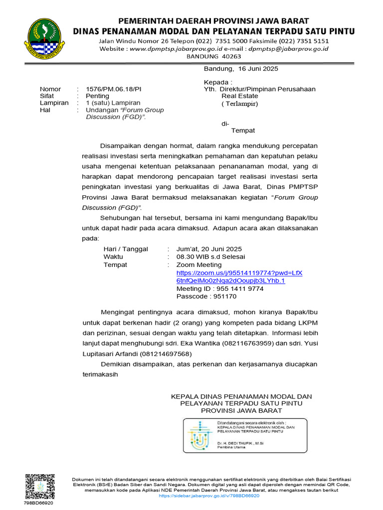 Undangan Forum Group Discussion FGD Real Estate Ok | PDF
