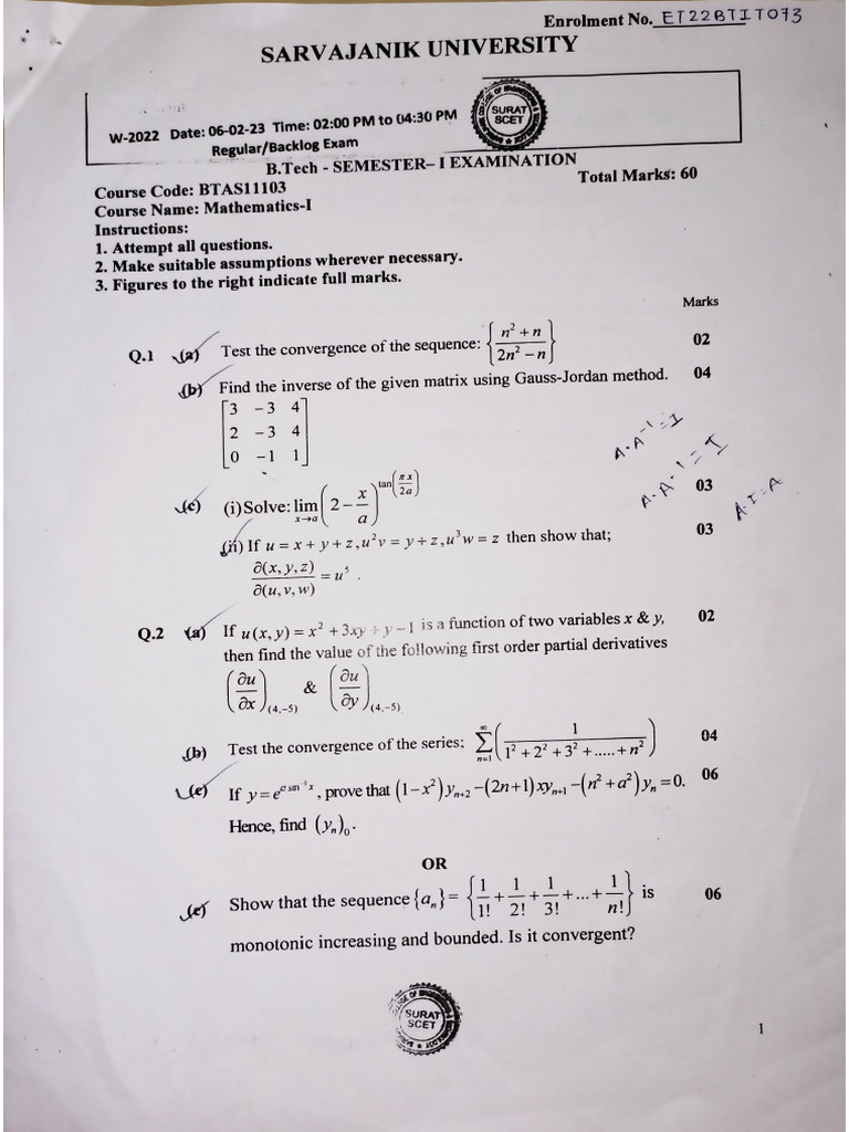 Maths 1 | PDF