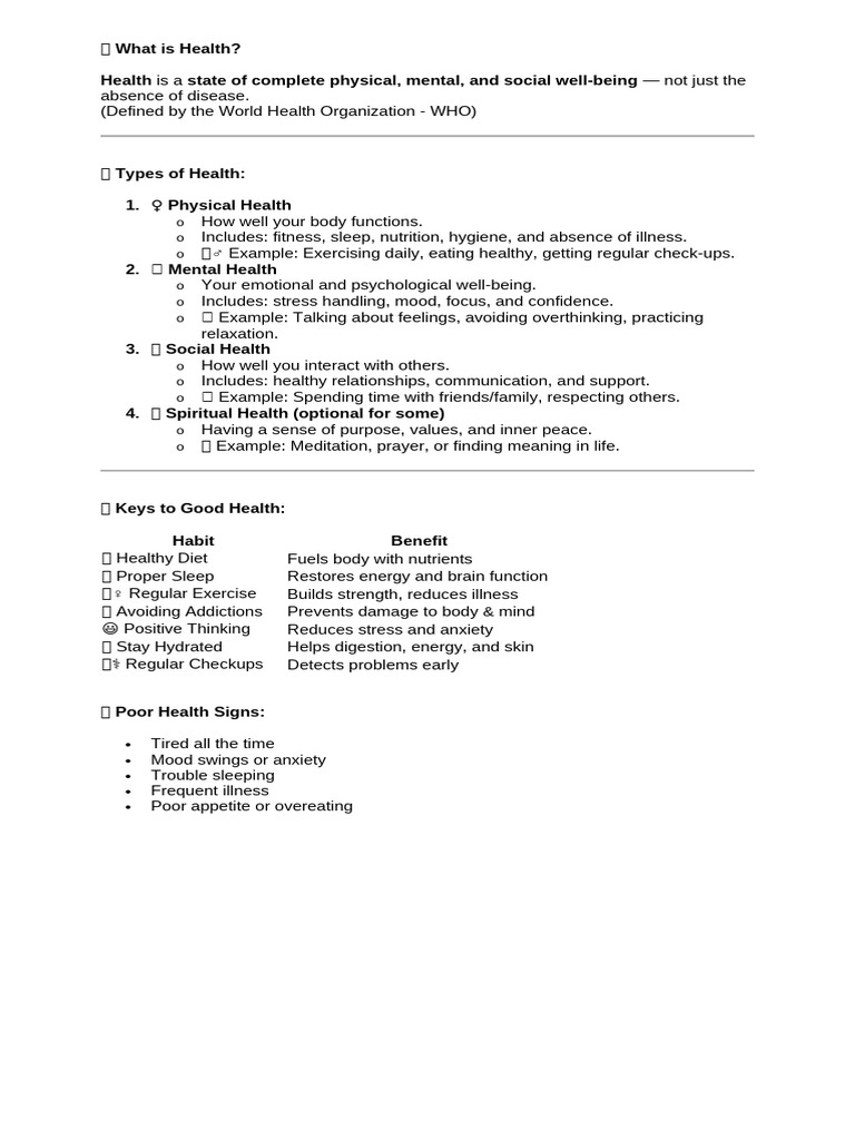 Understanding Health and Well-Being | PDF
