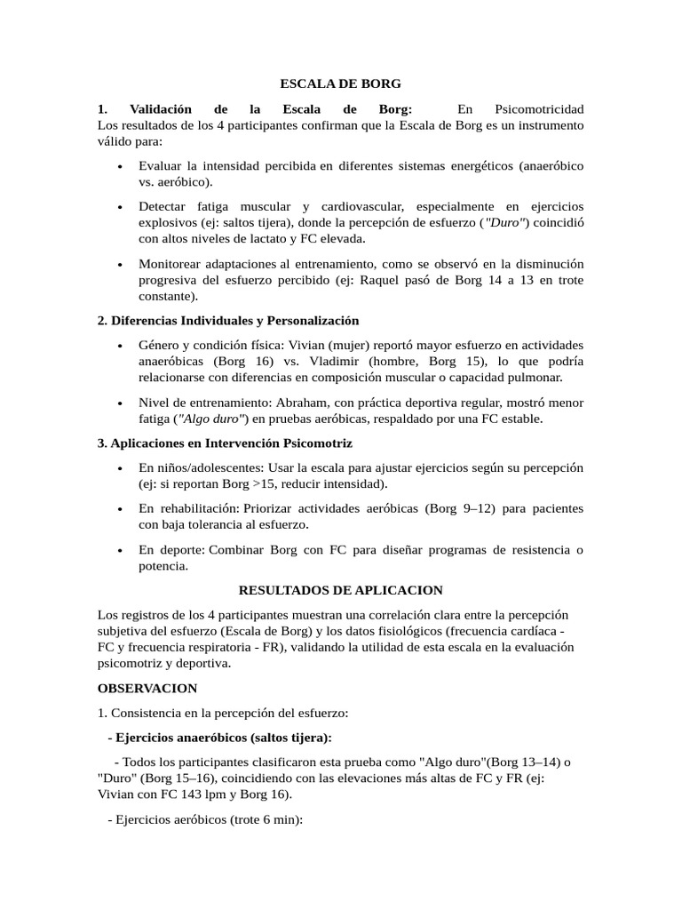 Validación de la Escala de Borg en Ejercicio | PDF