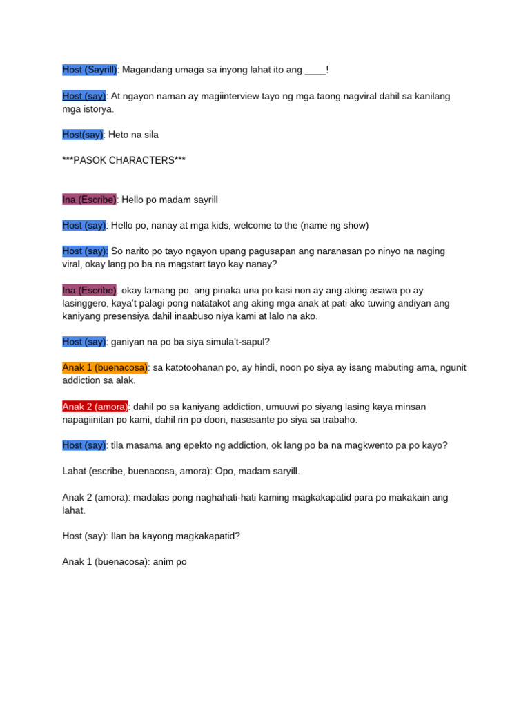 Filipino Script Talkshow | PDF