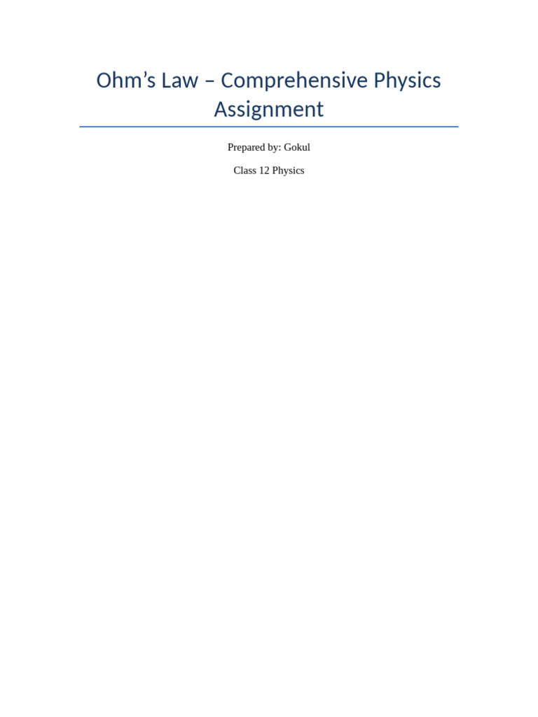 Ohms Law Mega Assignment | PDF | Voltage | Resistor