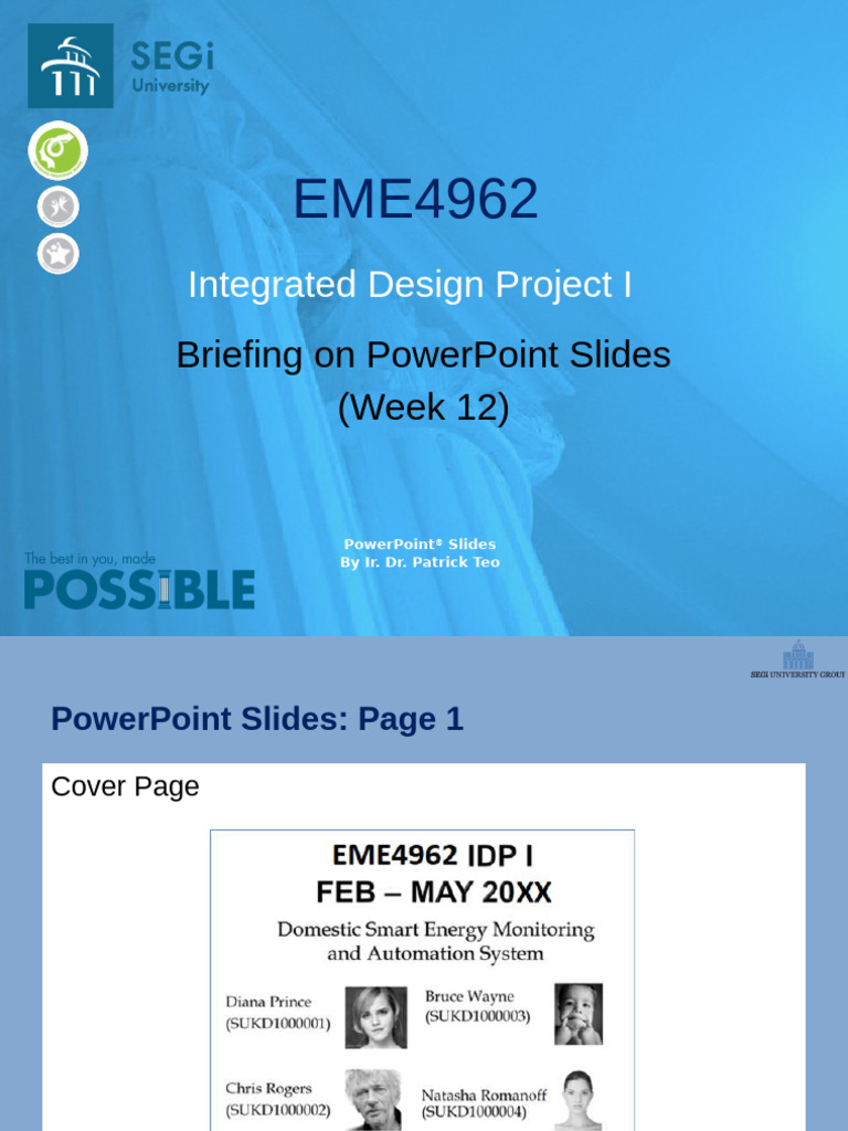LMS EME4962 Integrated Design Project 1 Week 12 | PDF
