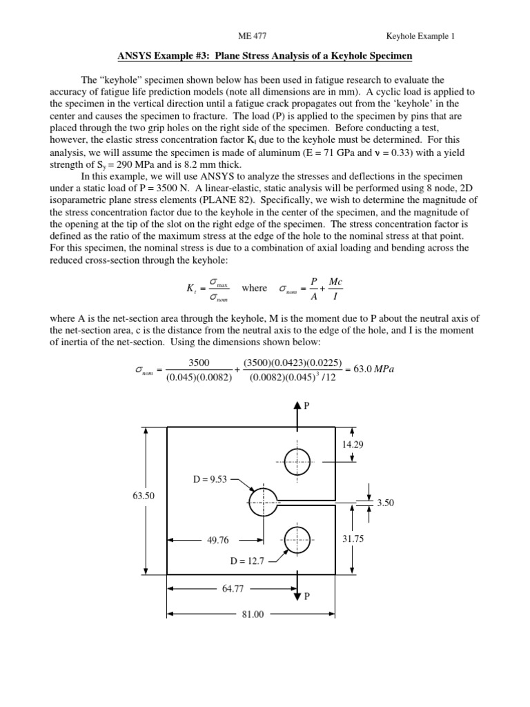 Keyhole Example | Stress (Mechanics) | Fatigue (Material)