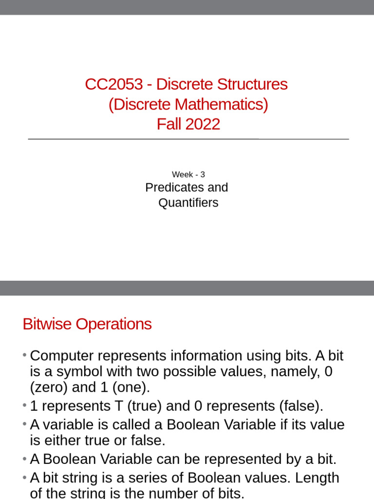 Discrete Structures - Week 03 | PDF | Proposition | First Order Logic